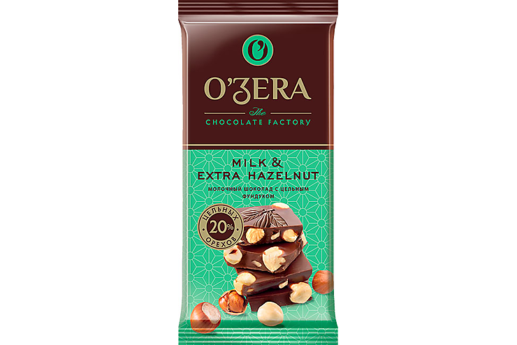 «OZera», шоколад молочный с цельным фундуком Milk & Extra Hazelnut, 90 г – купить по выгодной ...