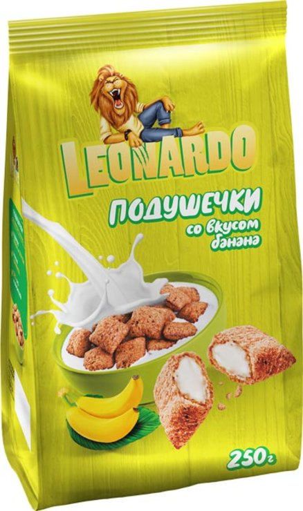 «Leonardo», готовый завтрак «Подушечки со вкусом банана», 250 г ...
